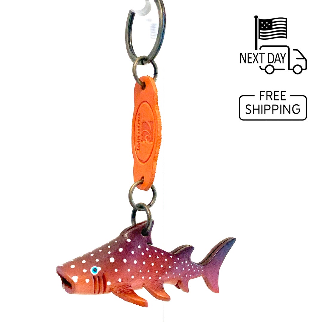 Whale Shark Keyring, Leather Animal Keychain, Personalized Key Ring ...