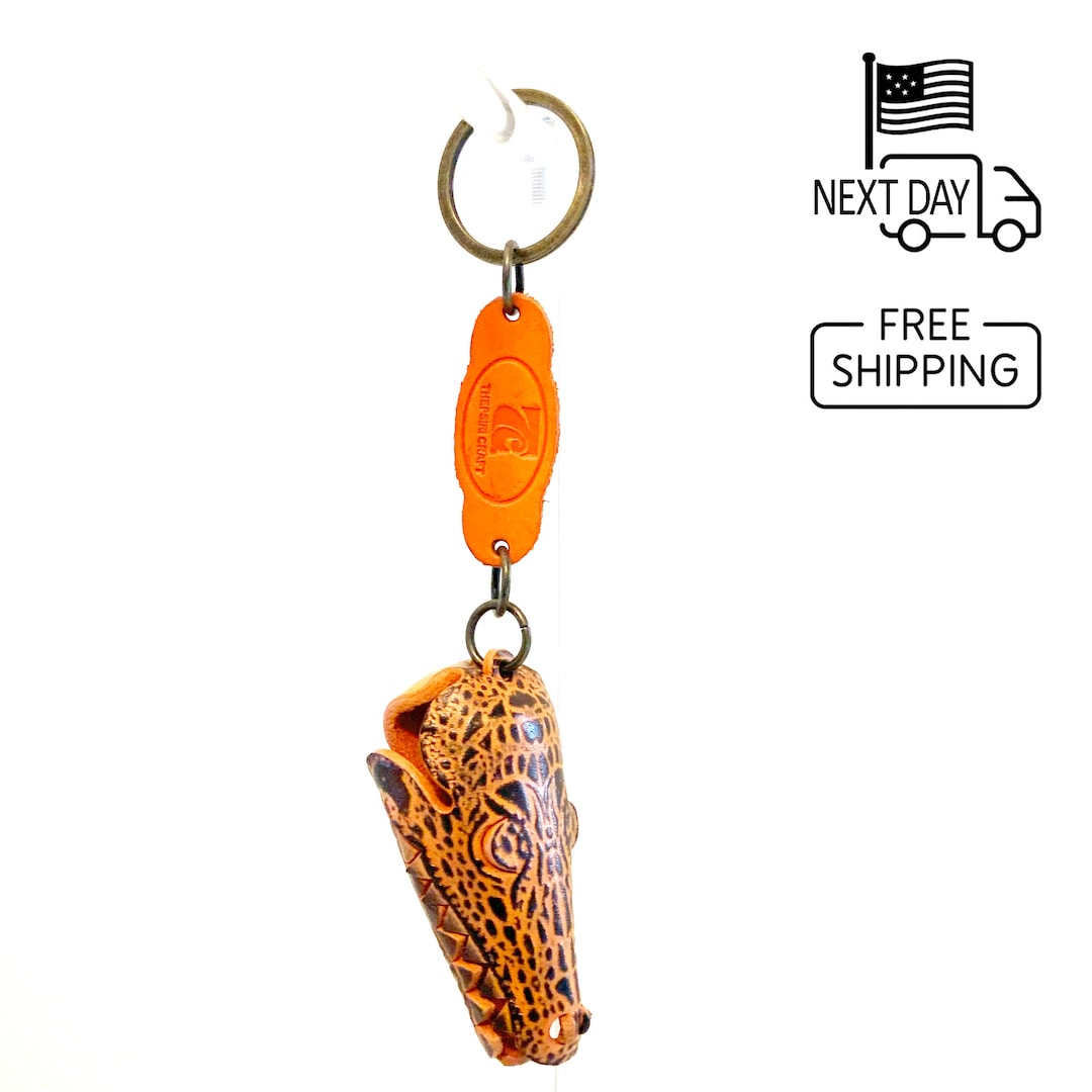 Crocodile Keyring, Leather Animal Keychain, Personalized Key Ring ...