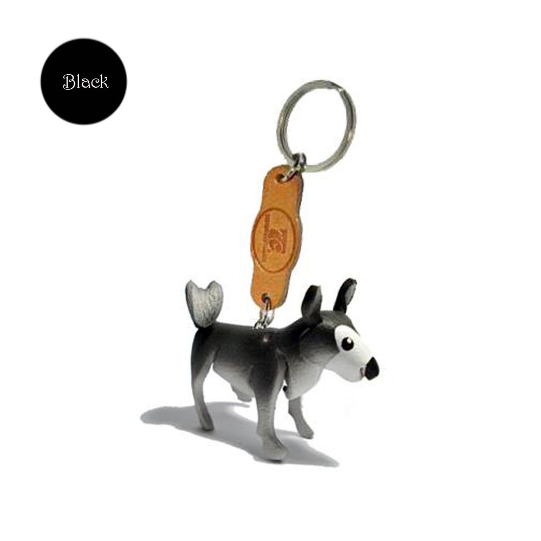 Personalised SIBERIAN HUSKY Keyring, Leather Animal Keychain ...