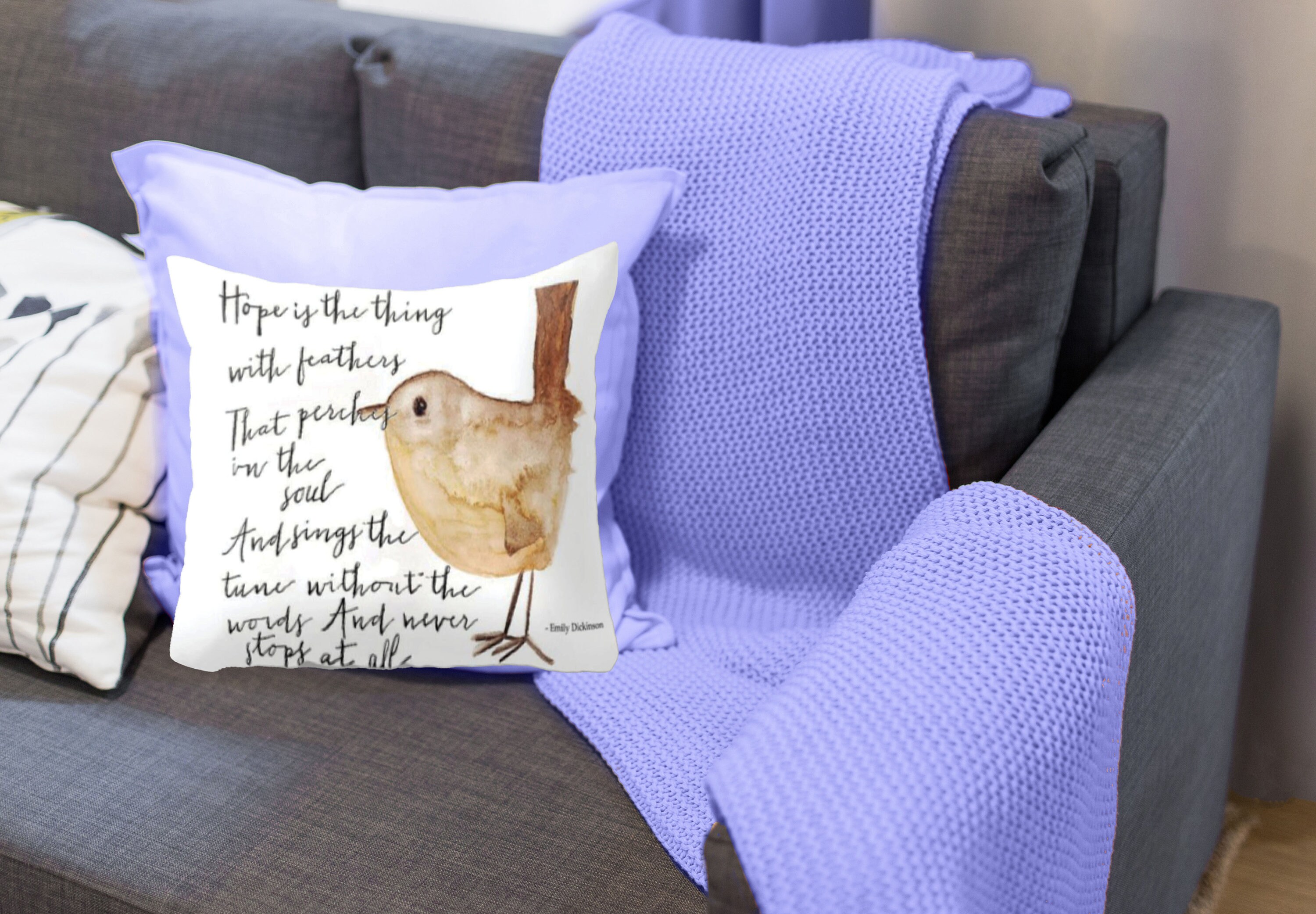 Hope is the Thing With Feathers Throw Pillow Feather and - Etsy