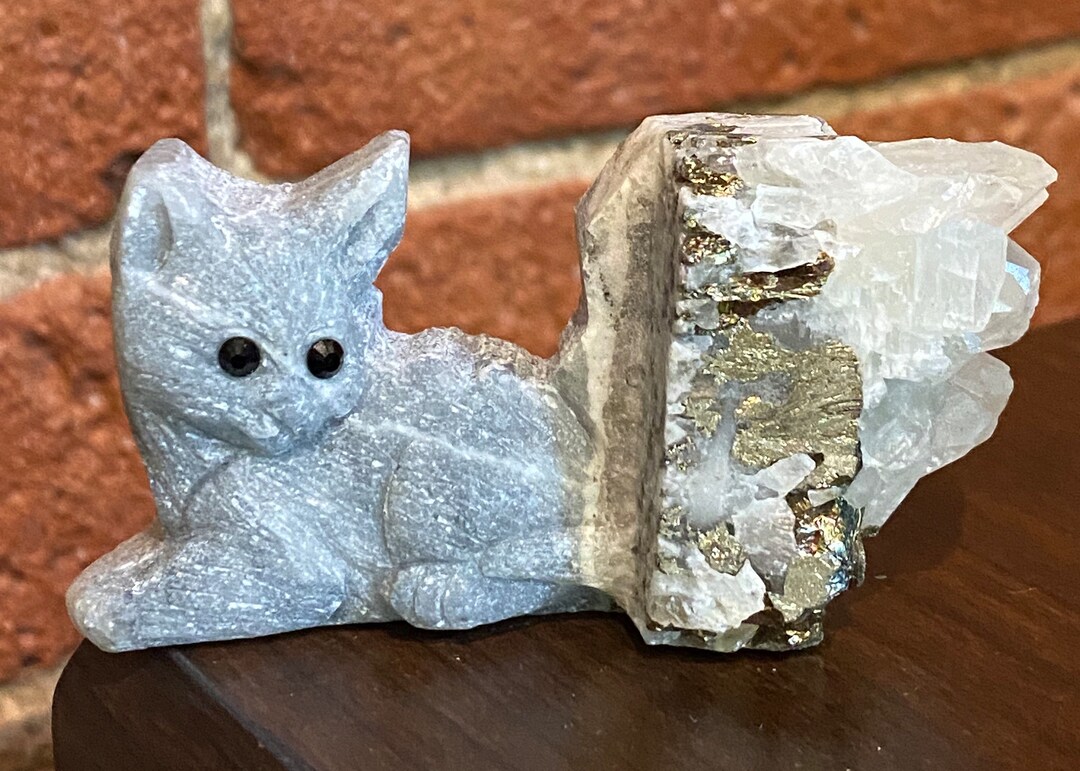 85g Carved Cat Kitten Crystal Cluster - Etsy