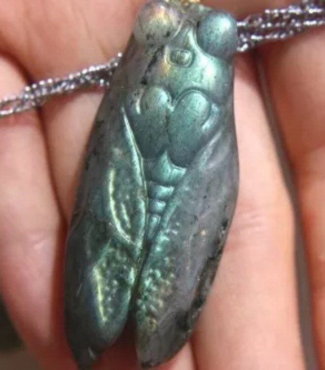 Craft Supplies & Tools 23g Labradorite Carved Cicada Necklace A9226 ...