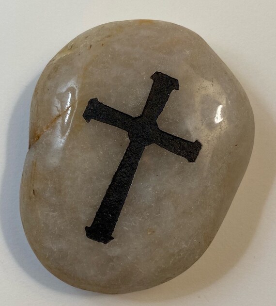 Rocks & Geodes Craft Supplies & Tools 69g Cross Worry Stone or Memorial ...