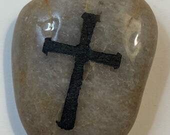 Rocks & Geodes Craft Supplies & Tools 69g Cross Worry Stone or Memorial ...