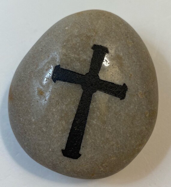 Rocks & Geodes Craft Supplies & Tools 69g Cross Worry Stone or Memorial ...