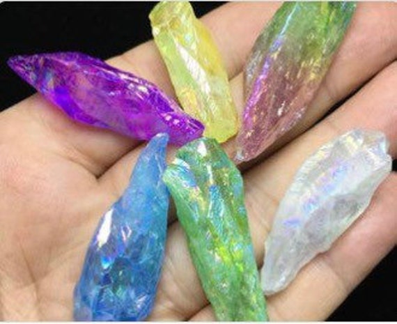 58g 6pc Rainbow Flame Aura Quartz Crystal Specimen Cluster | Etsy