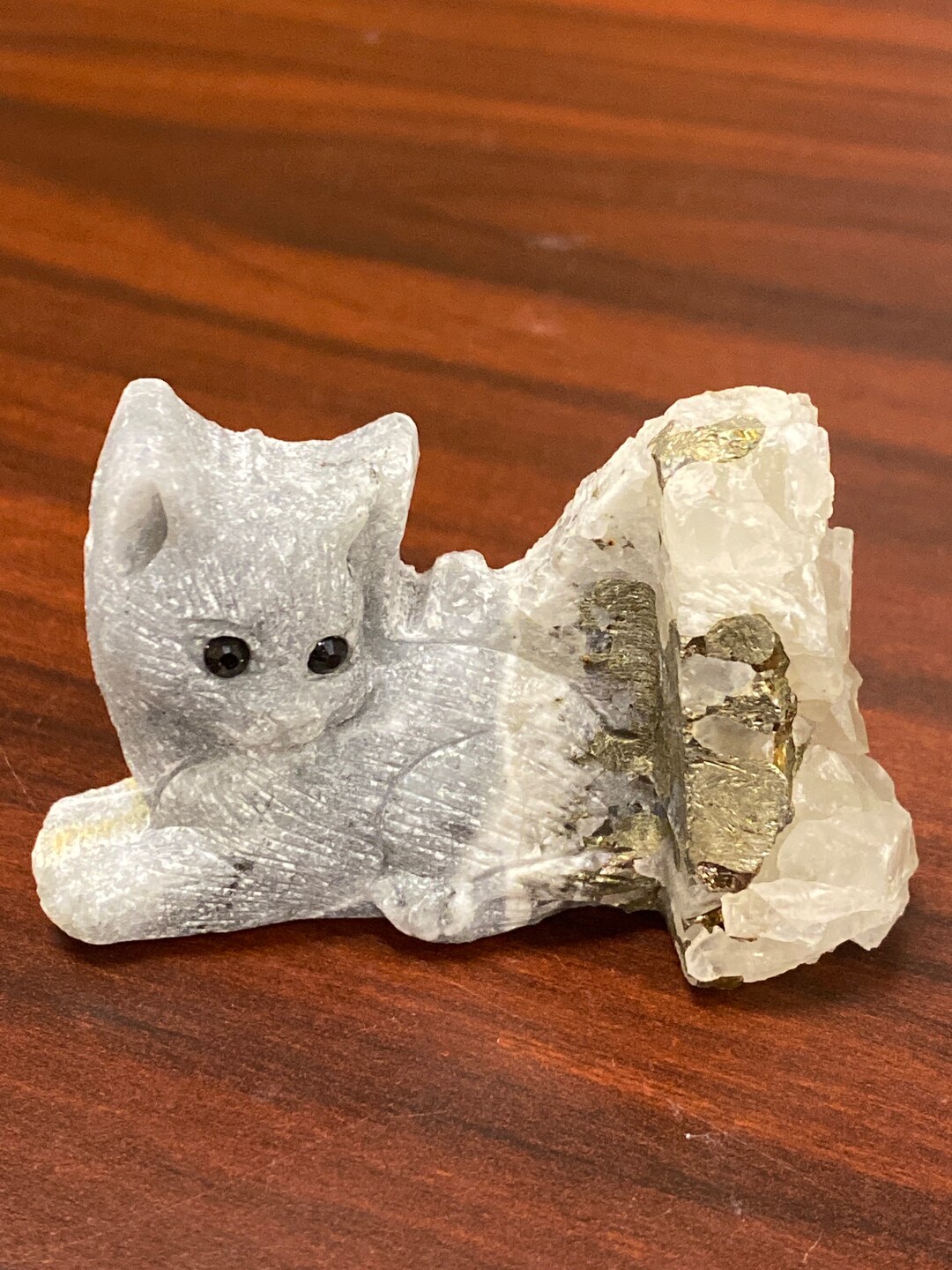 65g Carved Cat Kitten Crystal Cluster - Etsy