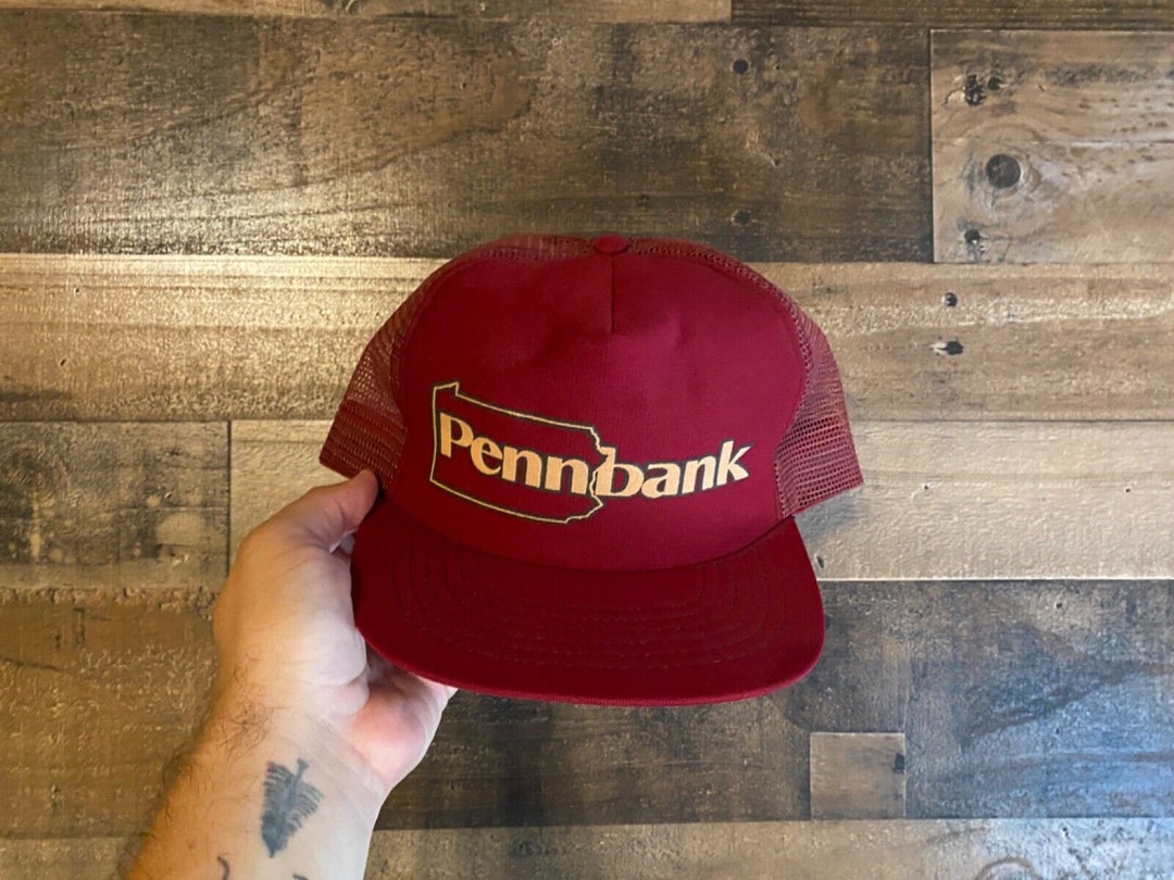 Penn Bank Snapback Hat Cap 3D Puff Print Trucker USA Made Pennsylvania ...