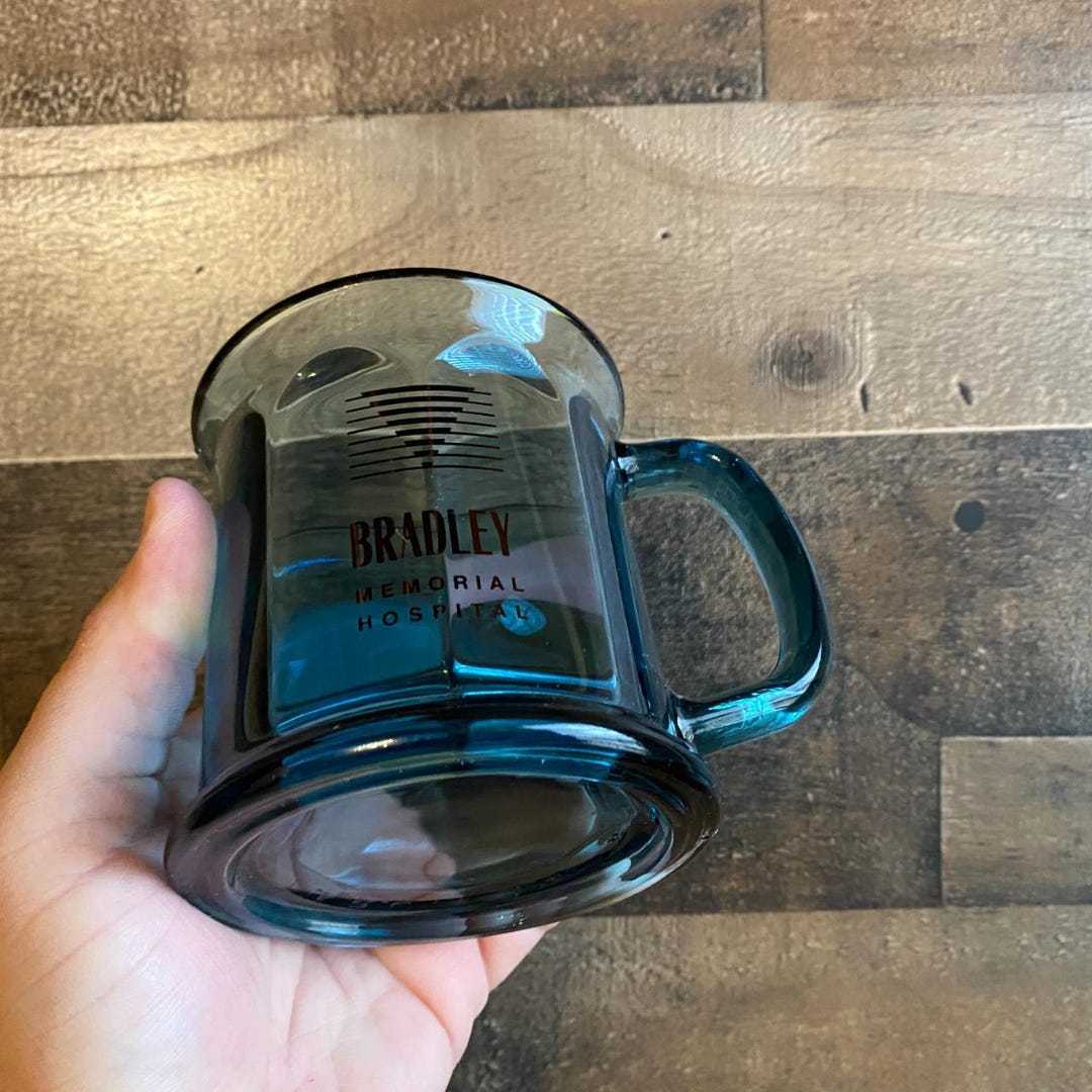 Bradley Memorial Hospital Glass Mug USA Made Clear Translucent Blue ...