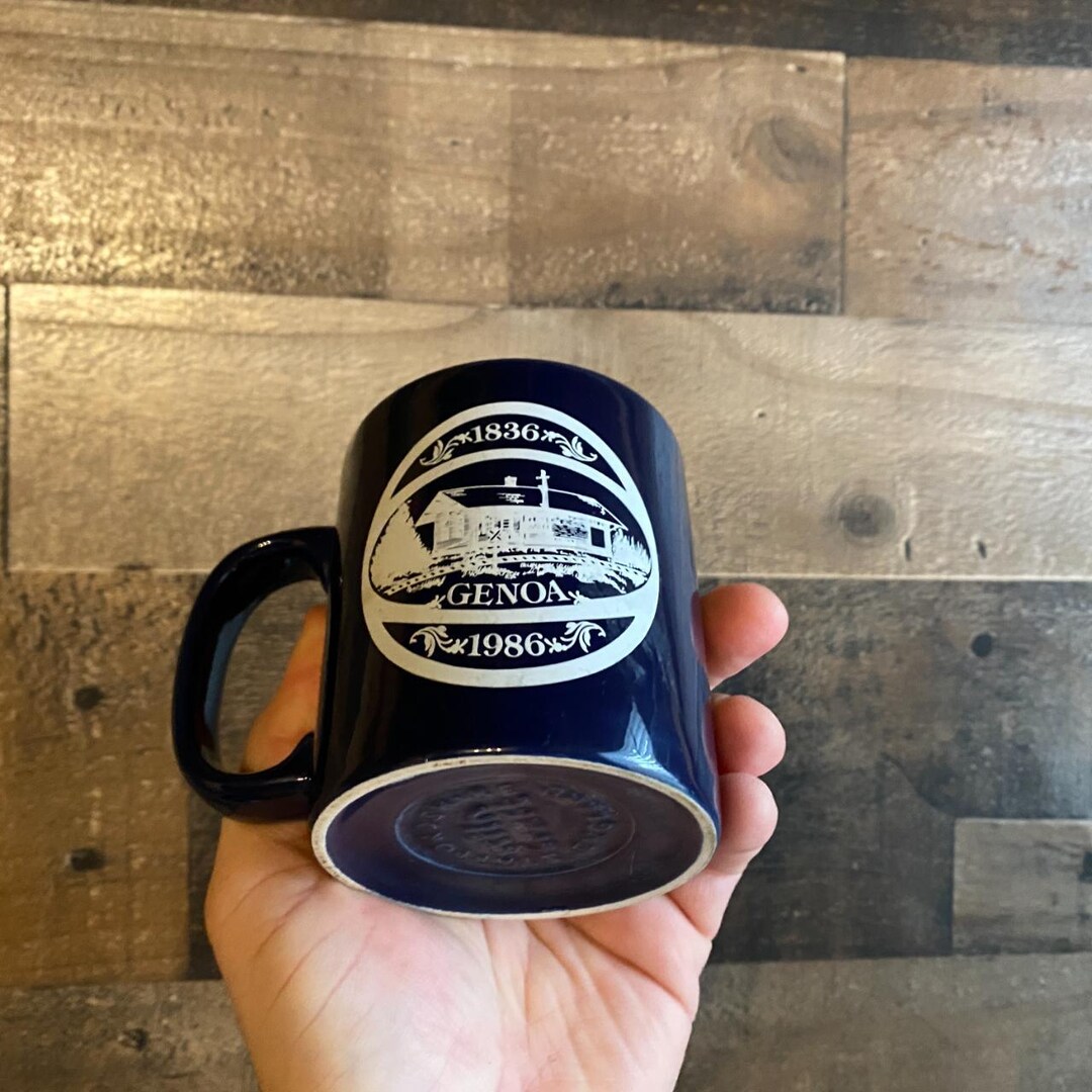 Genoa Coffee Mug 1986 Drink UK Made in England Kiln Craft Double Sided ...