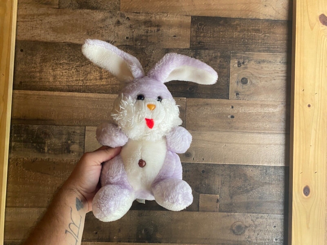 Happy Mates Plush Bunny Purple 9" Stuffed Animal Rabbit Red Felt Tongue ...