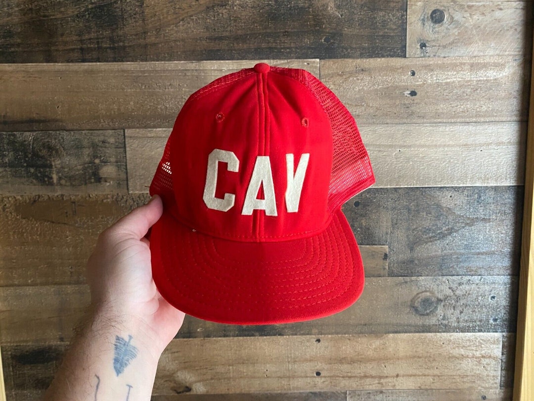 CAV Snapback Hat Felt Letters Red White Trucker High Top Adult Mens ...