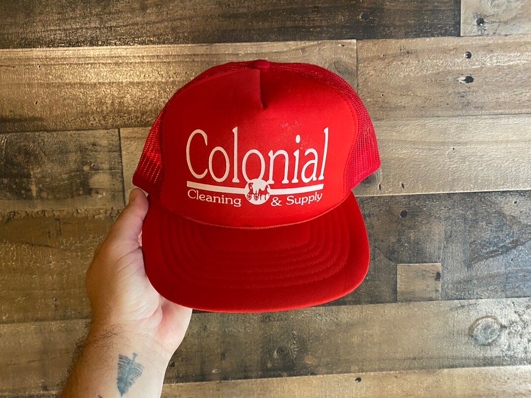 Colonial Snapback Hat Foam Front Rope Cap Red White Trucker Cleaning ...