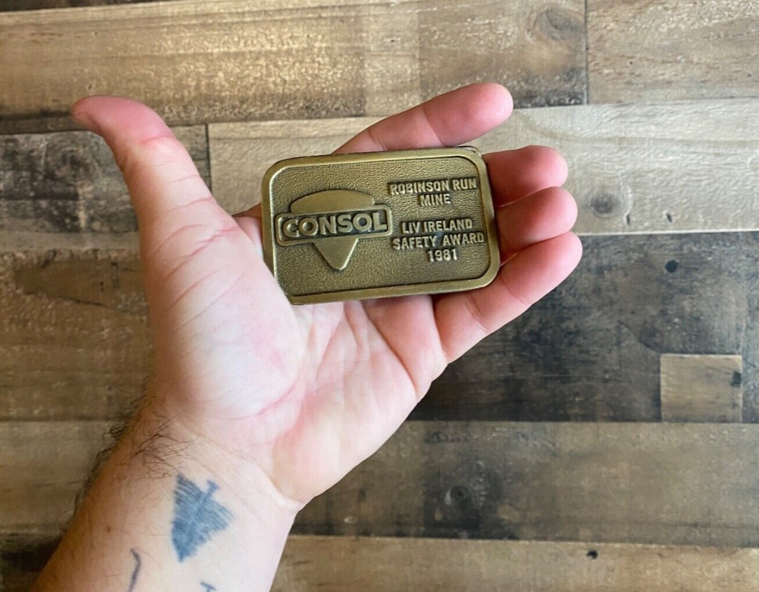Consol Belt Buckle 1981 Heavy Brass Robinson Run Mine Liv Ireland ...