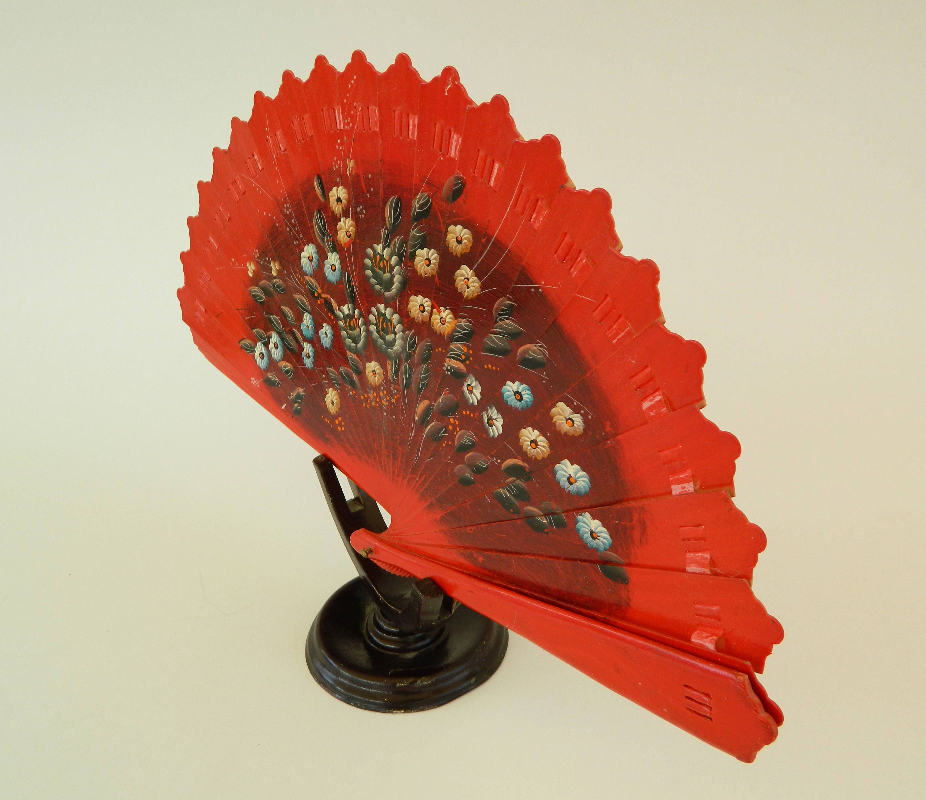Vintage Wooden Fan Spanish Fandecorative Wooden - Etsy
