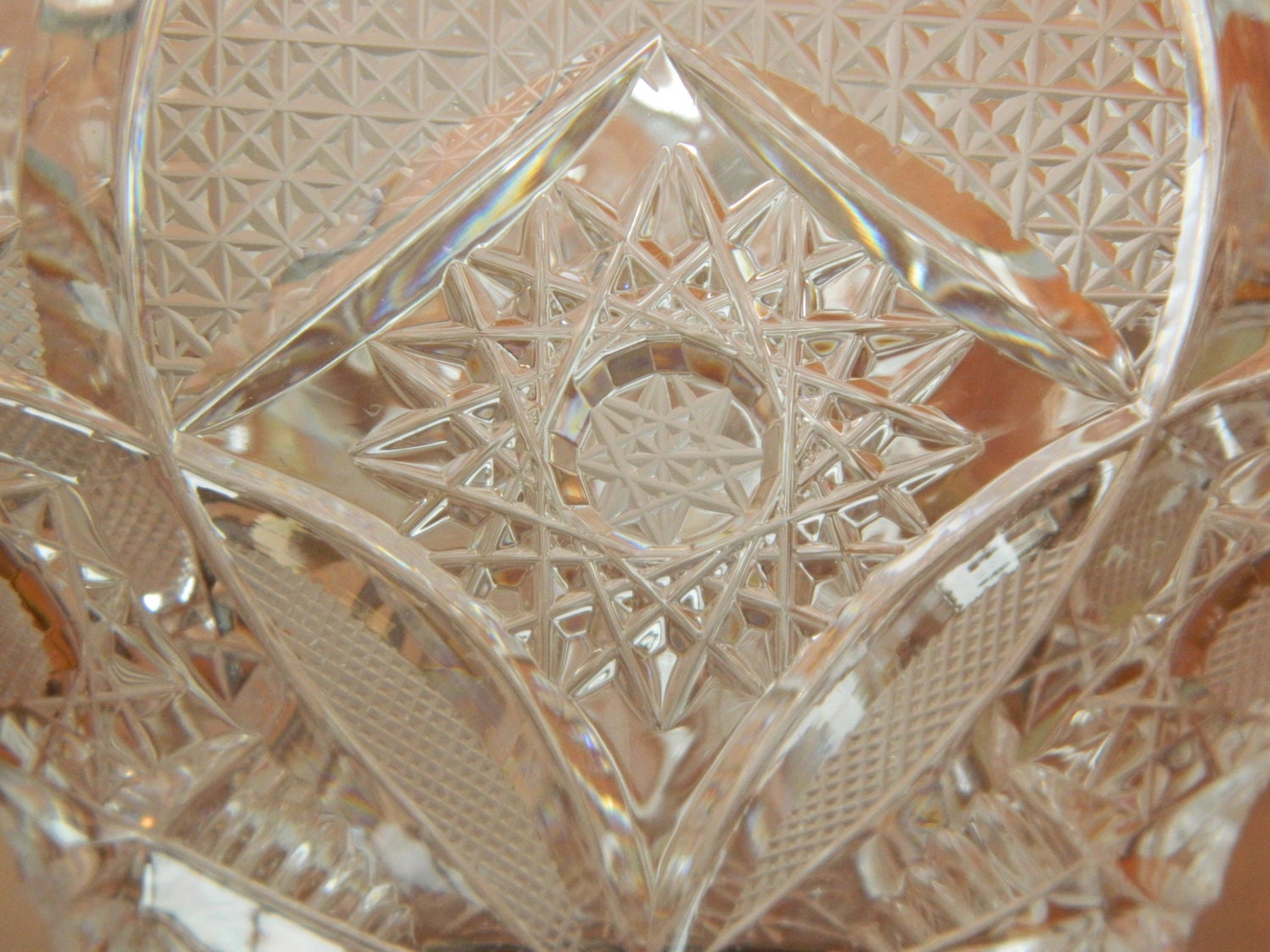 Bohemian Czech Cut Crystal ,vintage Crystal Basket Star Design, 1950's ...