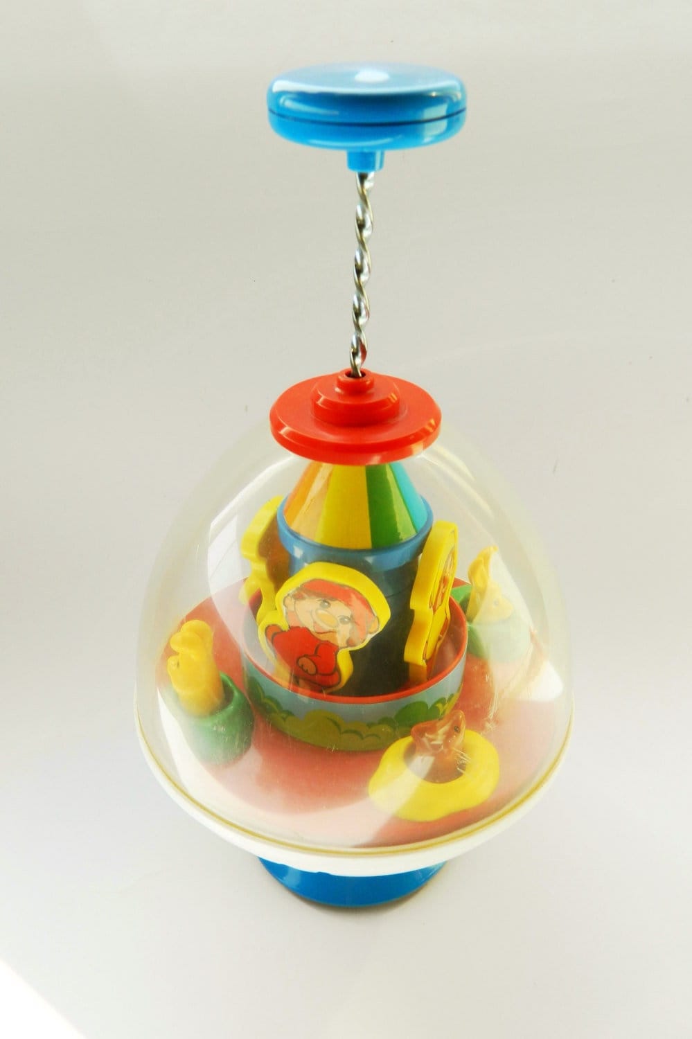 Vintage Whirligig Spinning Top Toy, Plastic 1970's Circus Diorama,retro ...