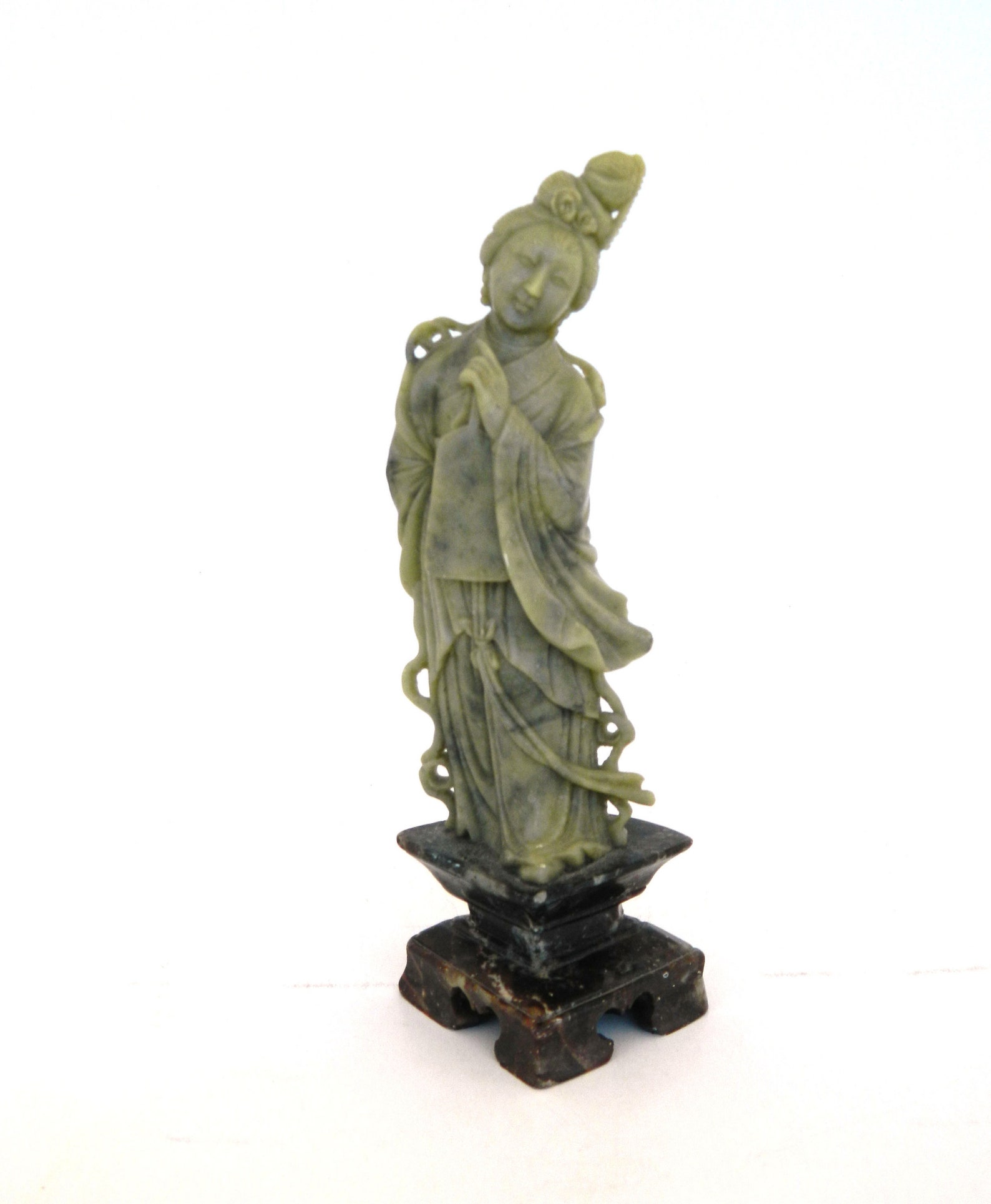 Antique Jade Chinese Woman Statue Carving, Hand Carved Jade Stone ...