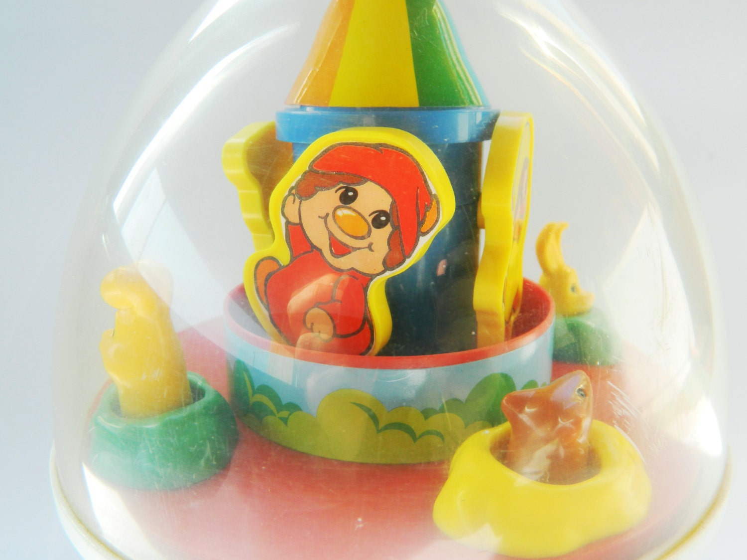 Vintage Whirligig Spinning Top Toy, Plastic 1970's Circus Diorama,retro ...