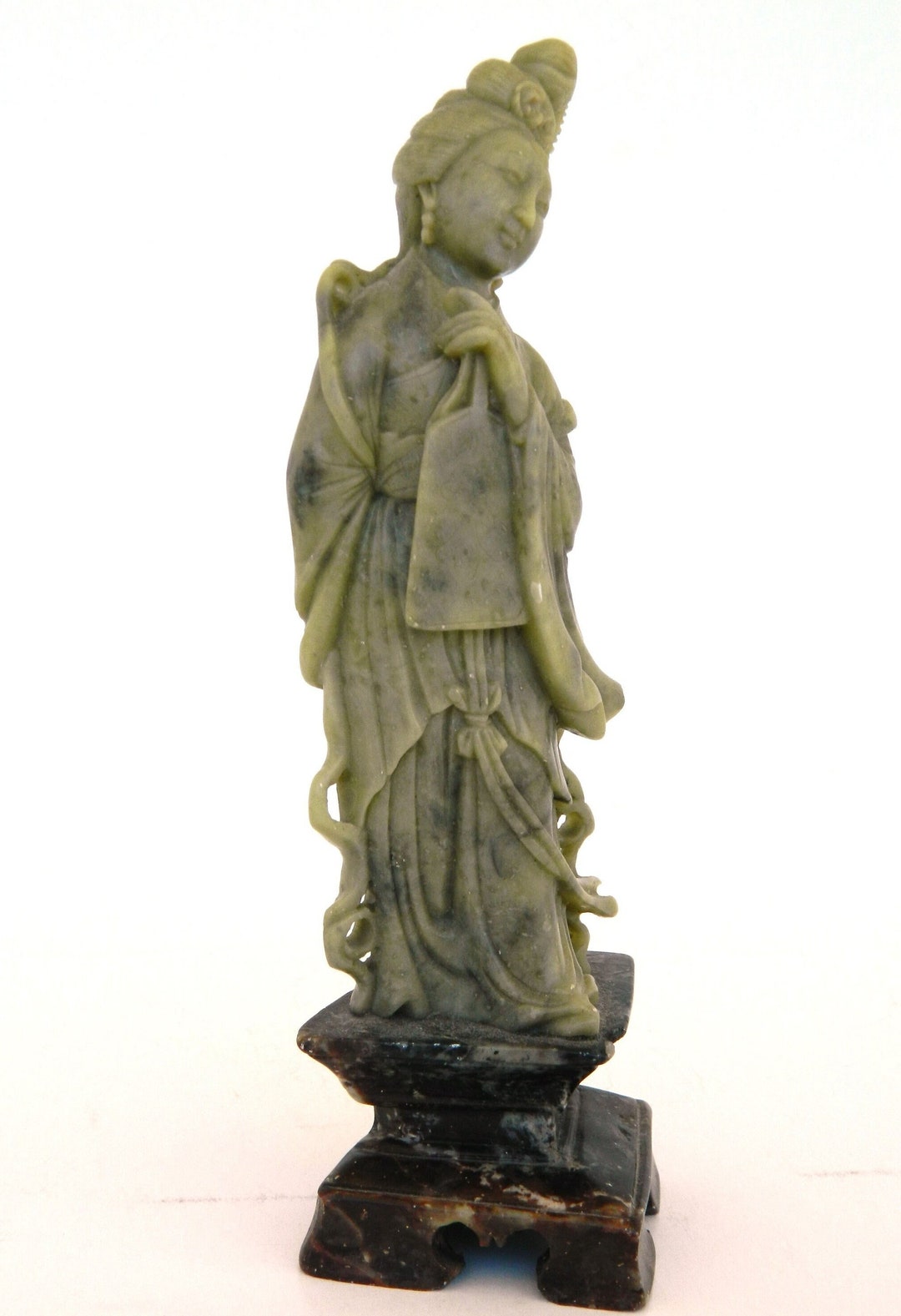 Antique Jade Chinese Woman Statue Carving, Hand Carved Jade Stone ...