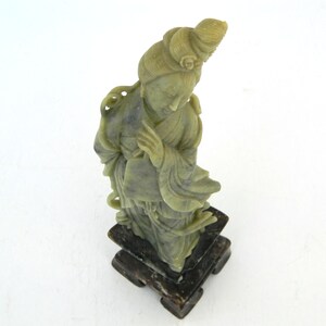 Antique Jade Chinese Woman Statue Carving, Hand Carved Jade Stone ...