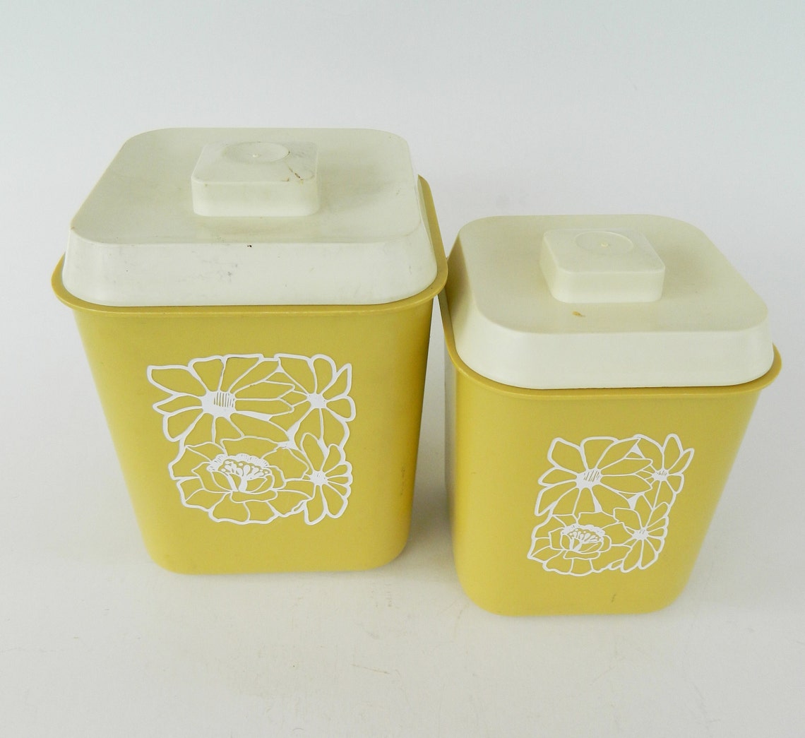 Set of Two American Plastic Canisters, Rustic Kitchenware, Vintage ...