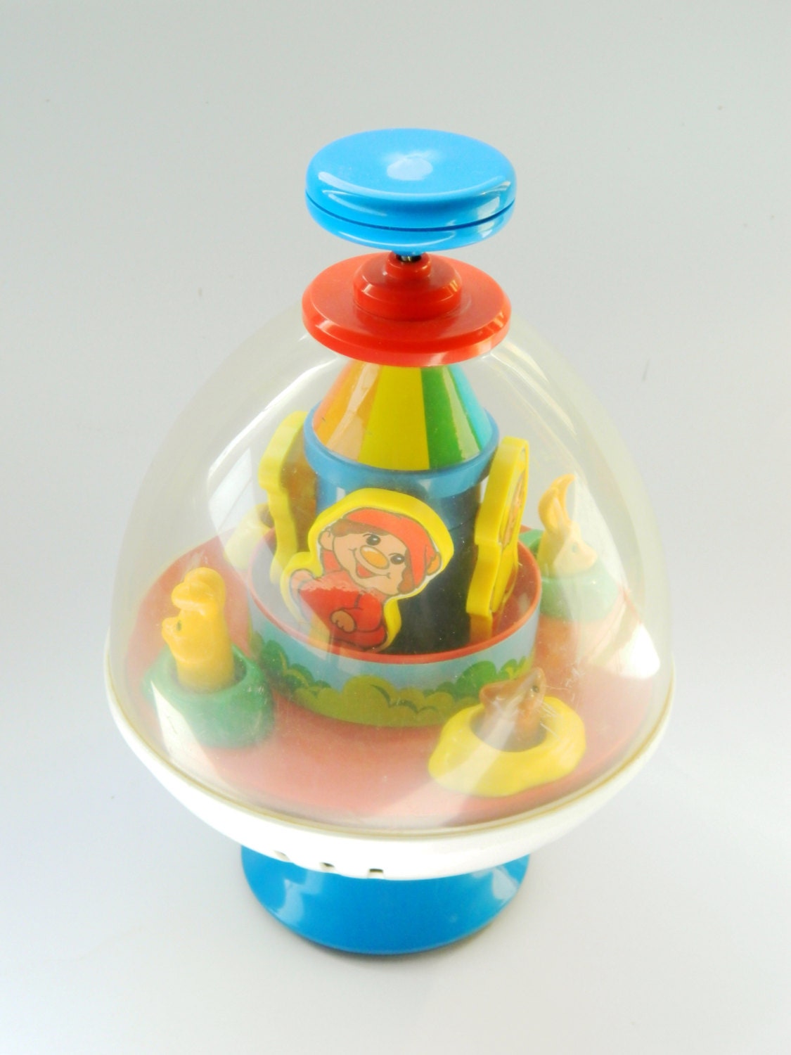 Vintage Whirligig Spinning Top Toy, Plastic 1970's Circus Diorama,retro ...