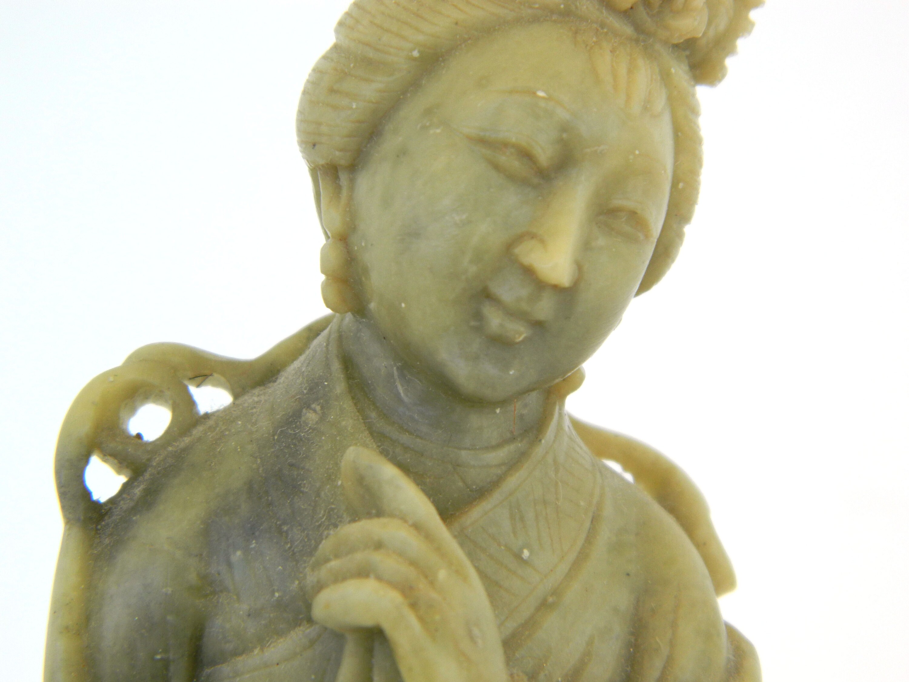 Antique Jade Chinese Woman Statue Carving, Hand Carved Jade Stone ...