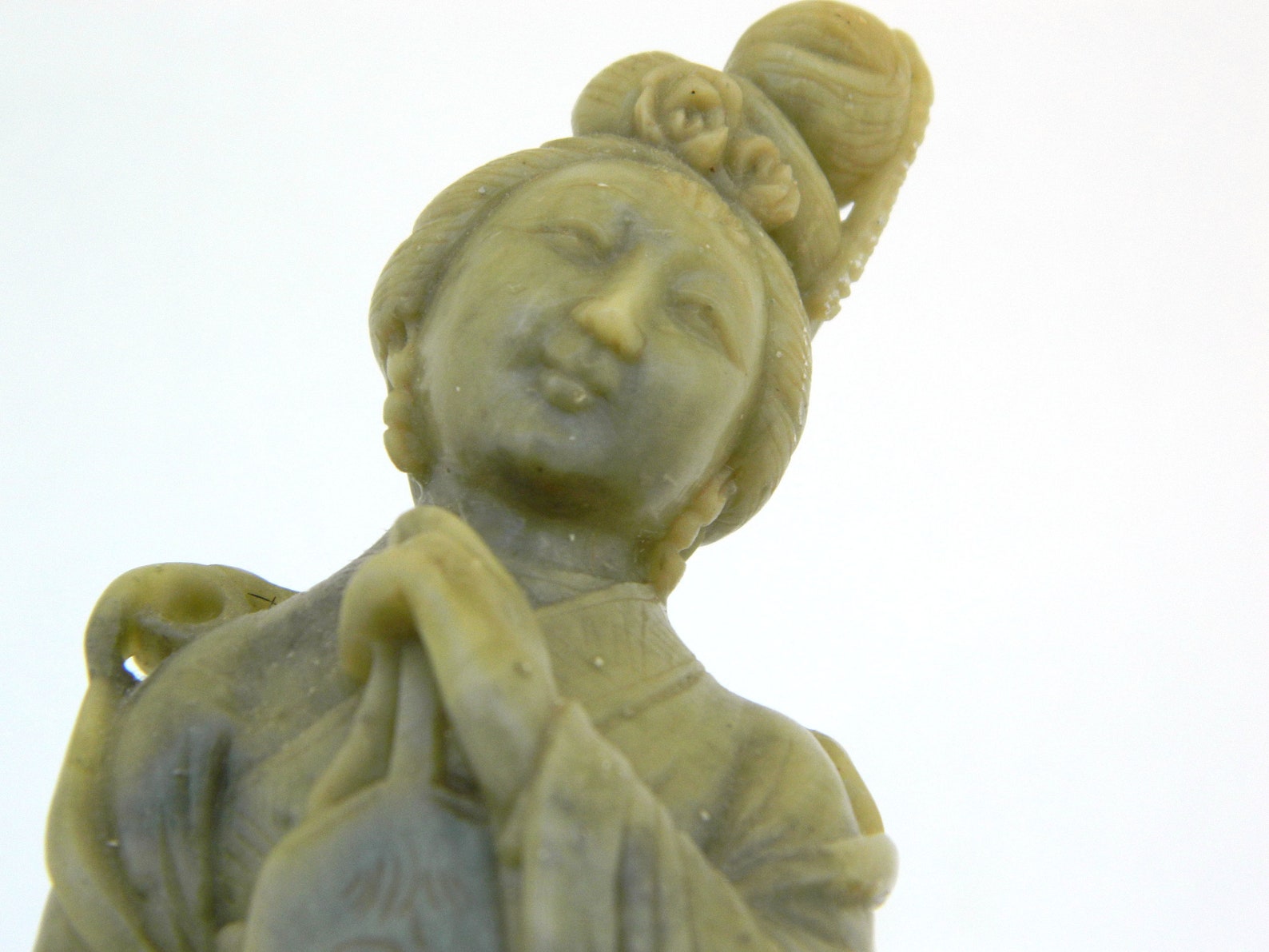 Antique Jade Chinese Woman Statue Carving, Hand Carved Jade Stone ...