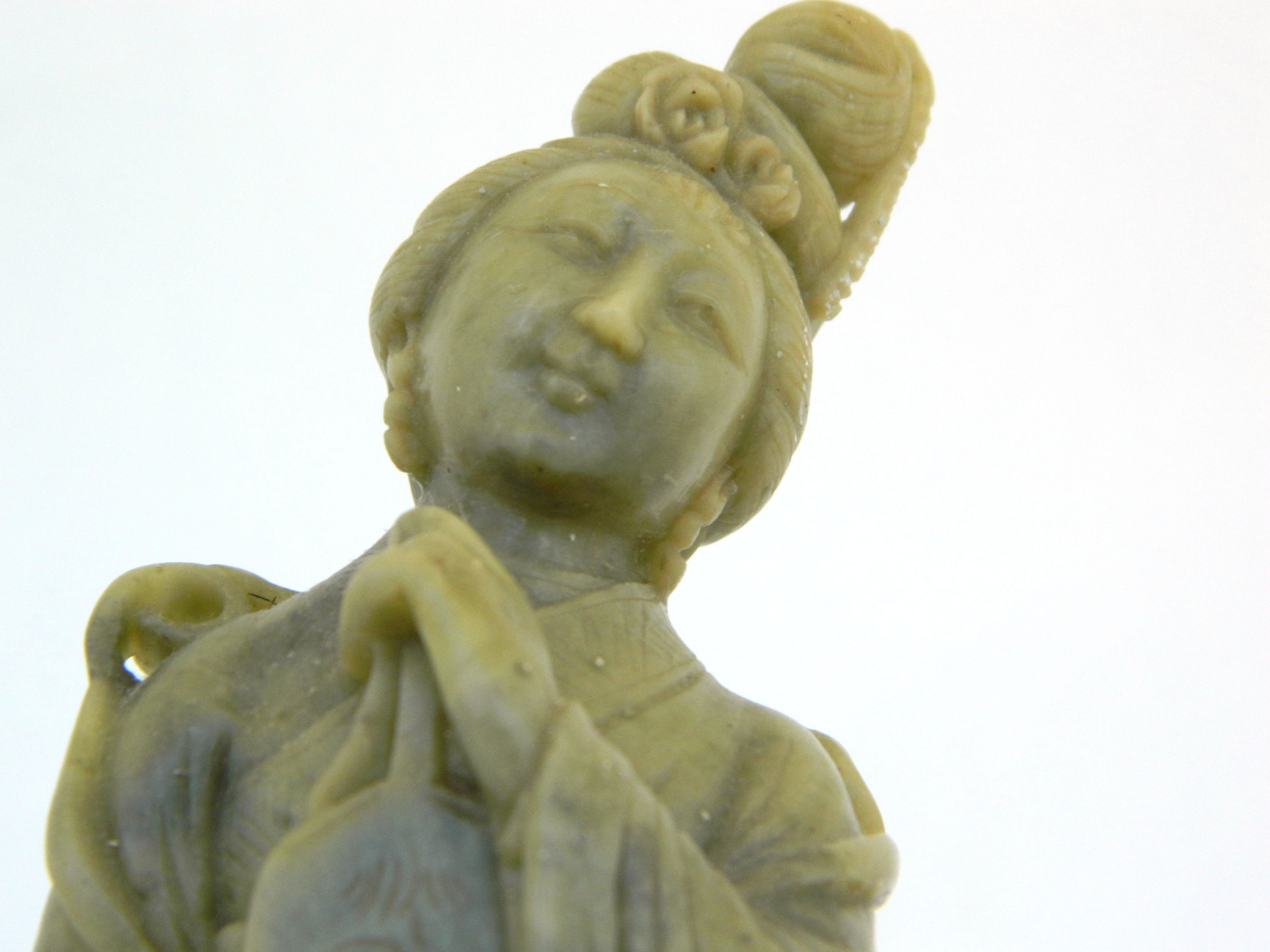 Antique Jade Chinese Woman Statue Carving, Hand Carved Jade Stone ...