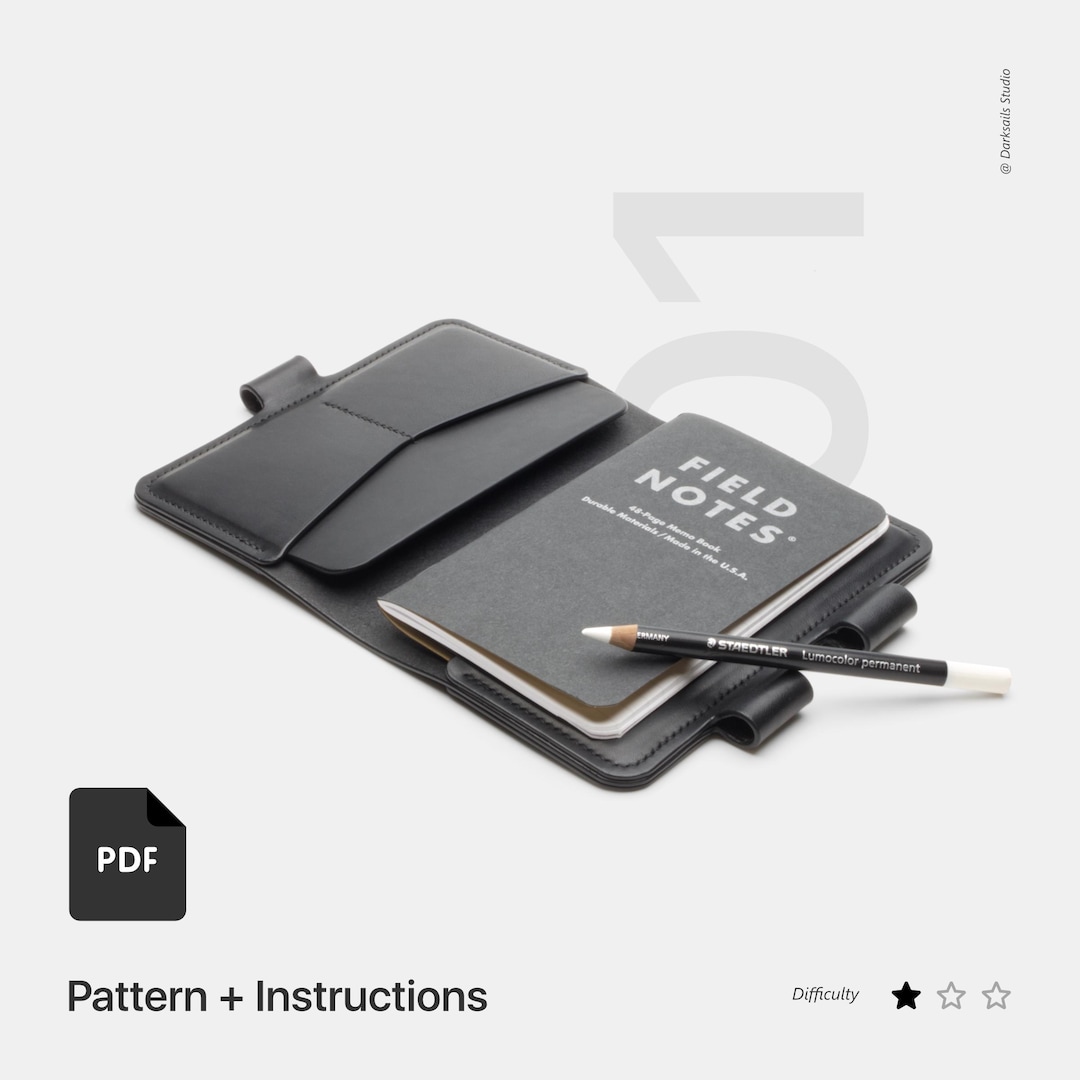 Leather Pattern With Guide - DIY Pen-lock Notebook Cover PDF for Field ...
