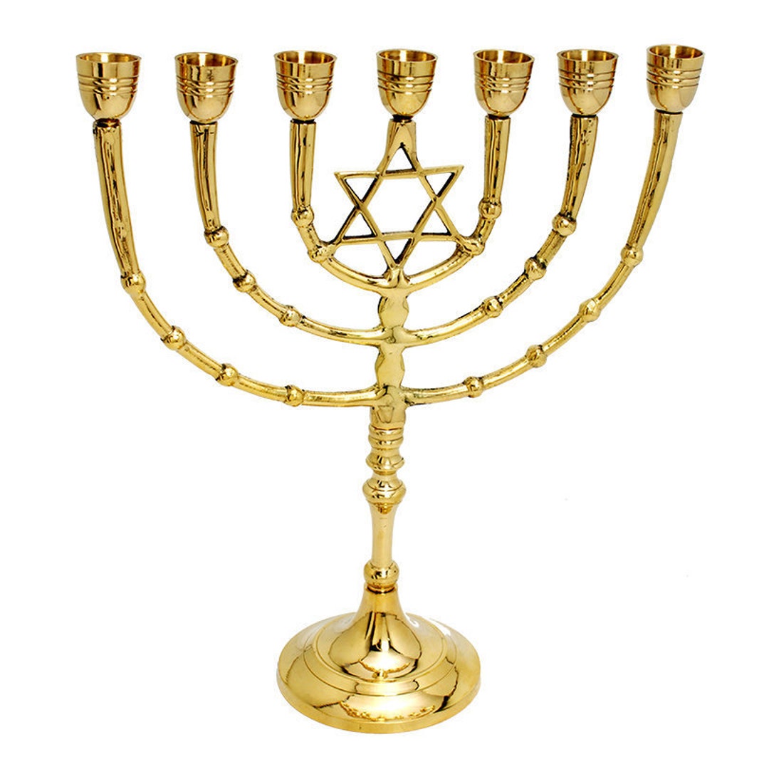 Custom Engrave Brass Copper MENORAH & Star of David Authentic 12 Inch ...