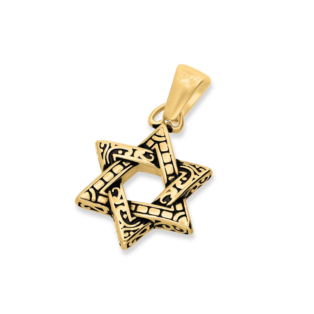 Custom Engraved 18K Gold Filled Jewish STAR OF DAVID Decorated Pendant ...