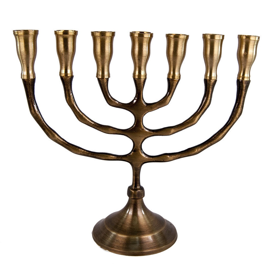 Custom Engraved Antique Copper SEVEN BRANCH MENORAH Classic Shape 8 ...