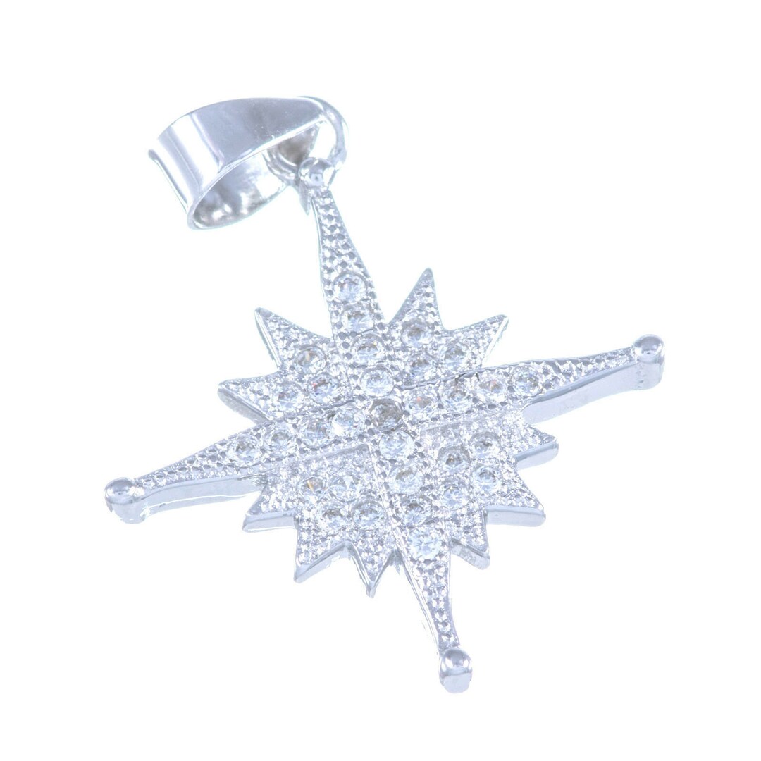 Silver 925 STAR OF BETHLEHEM Cross Necklace Zircons Blessed Pendant ...