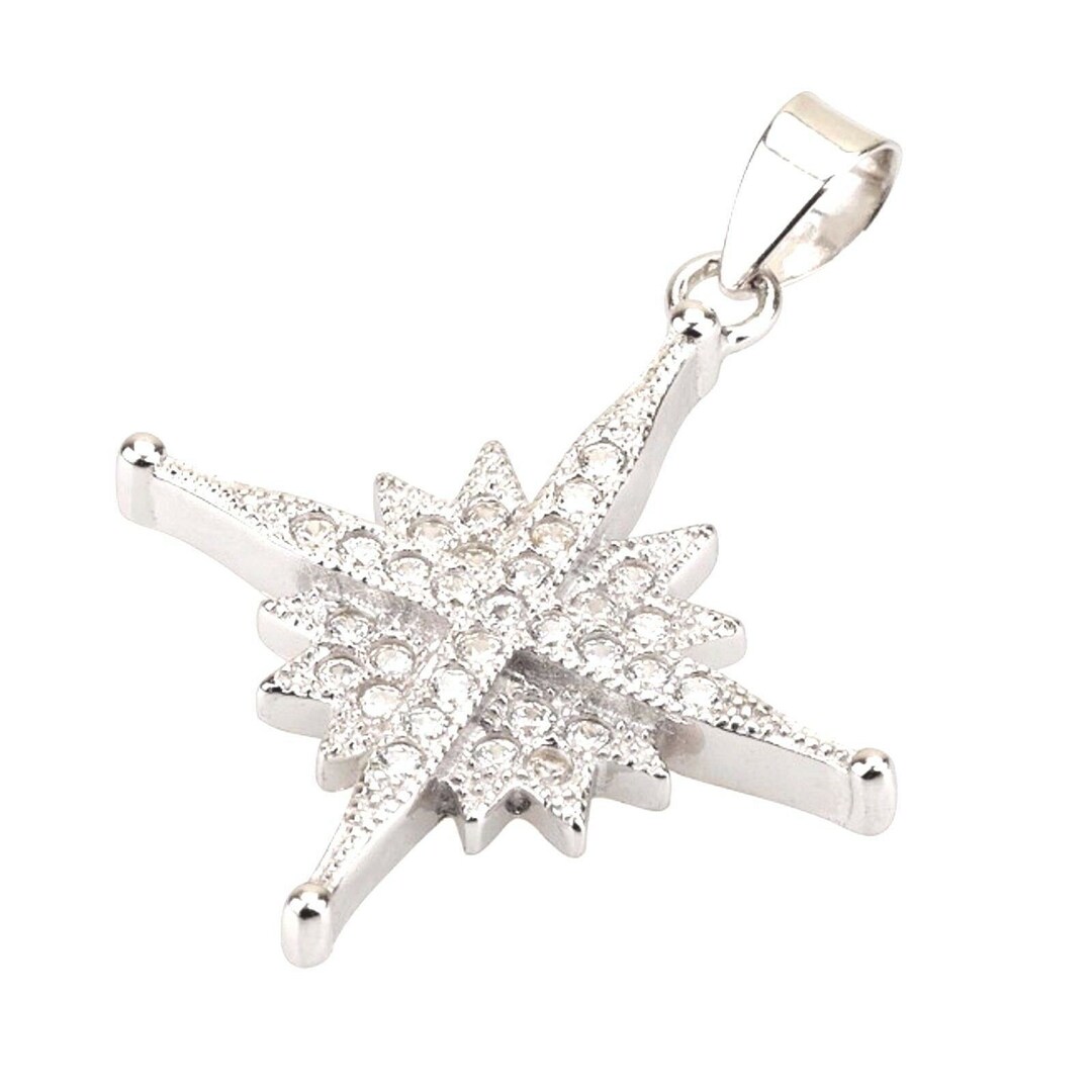 Silver 925 STAR OF BETHLEHEM Cross Pendant With Zircons - Blessed ...