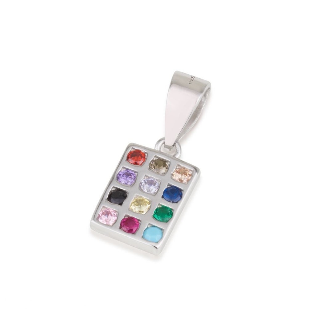 Silver 925 CHOSHEN Hoshen Mini Ephod Pendant With Multi Color Zircons ...