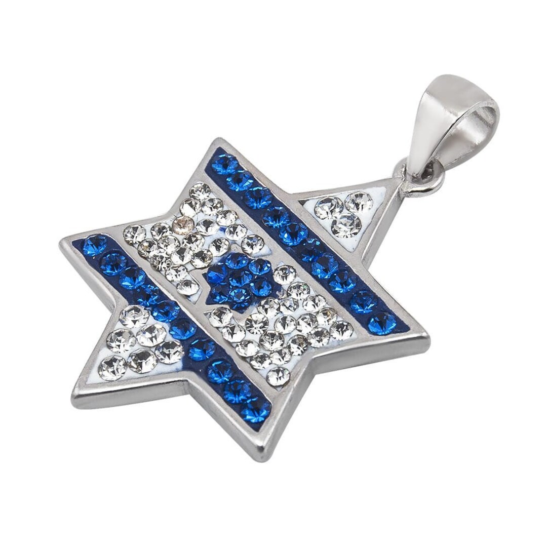 Silver 925 Israel Flag Design Star of David Swarovski Stones Friendship ...