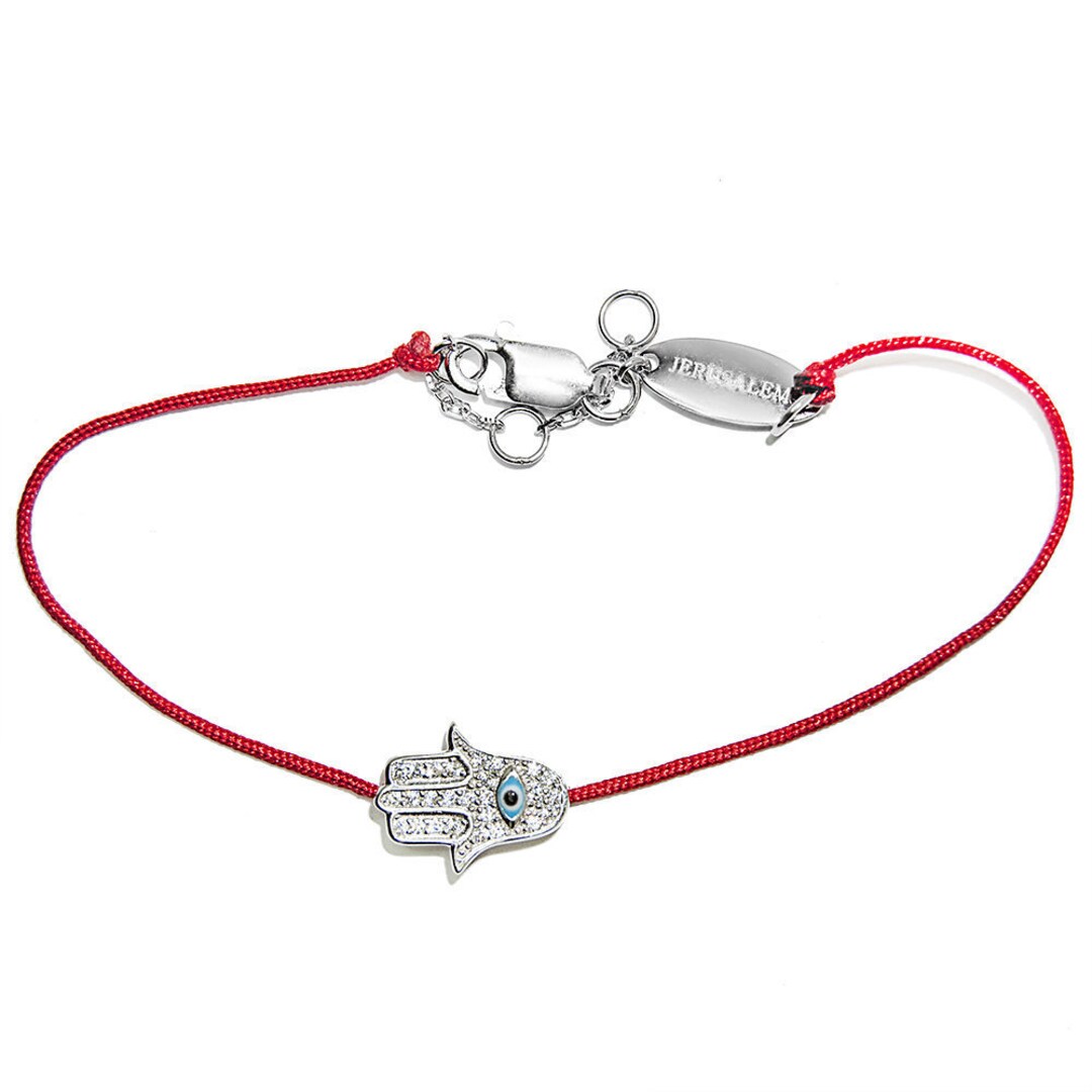 Evil Eye RED THREAD Thin Silk Bracelet With Sterling Silver 925 Hand ...