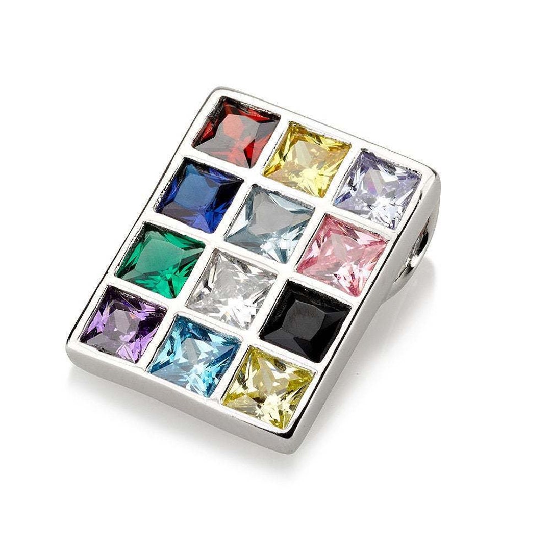 Silver 925 HIDDEN LOOP Multi Color Zircons Large CHOSHEN Hoshen Israel ...