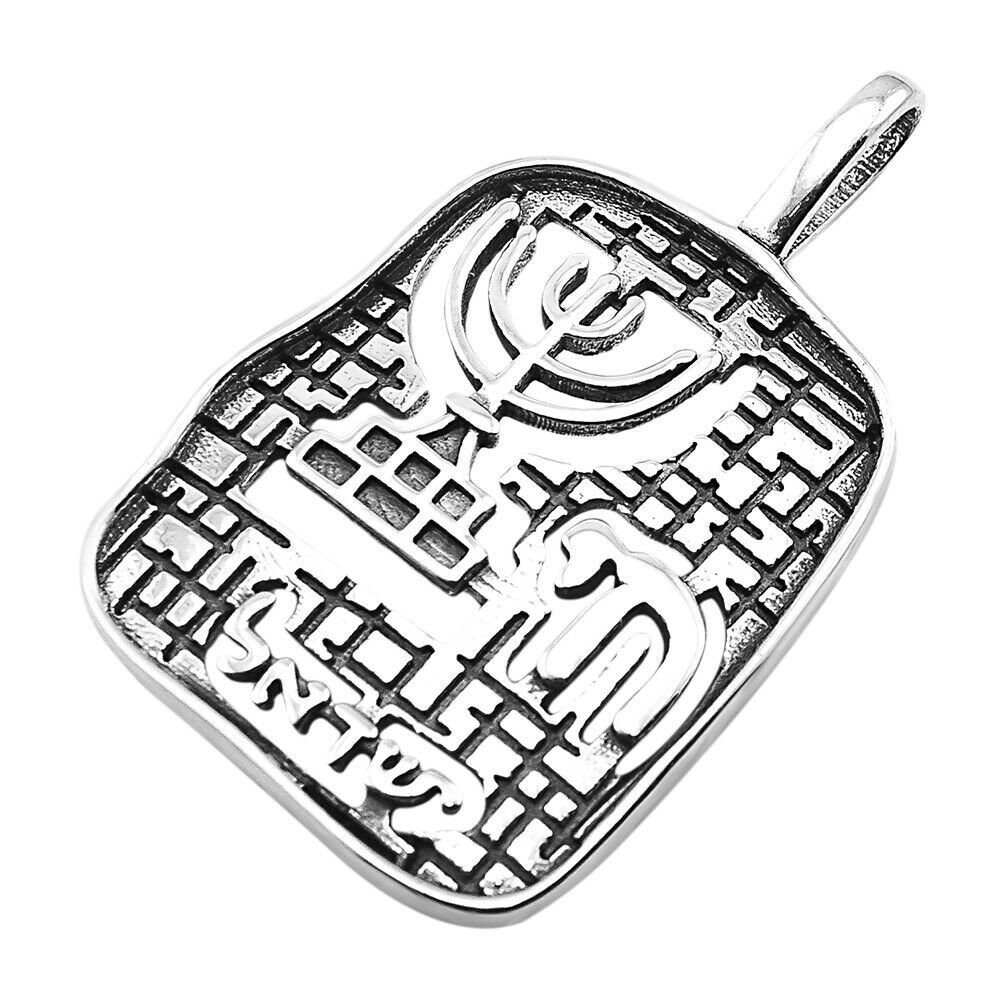 Silver 925 MENORAH CHAI ISRAEL Symbols Pendant Israel Gidt Necklace ...