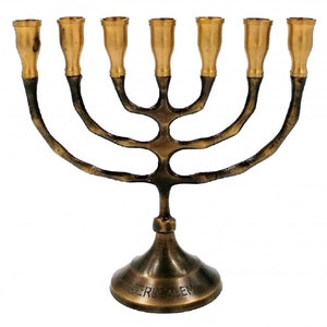 Custom Engraved Antique Copper SEVEN BRANCH MENORAH Classic Shape 8 ...