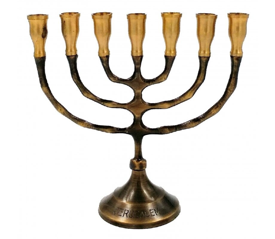 Custom Engraved Antique Copper SEVEN BRANCH MENORAH Classic Shape 8 ...