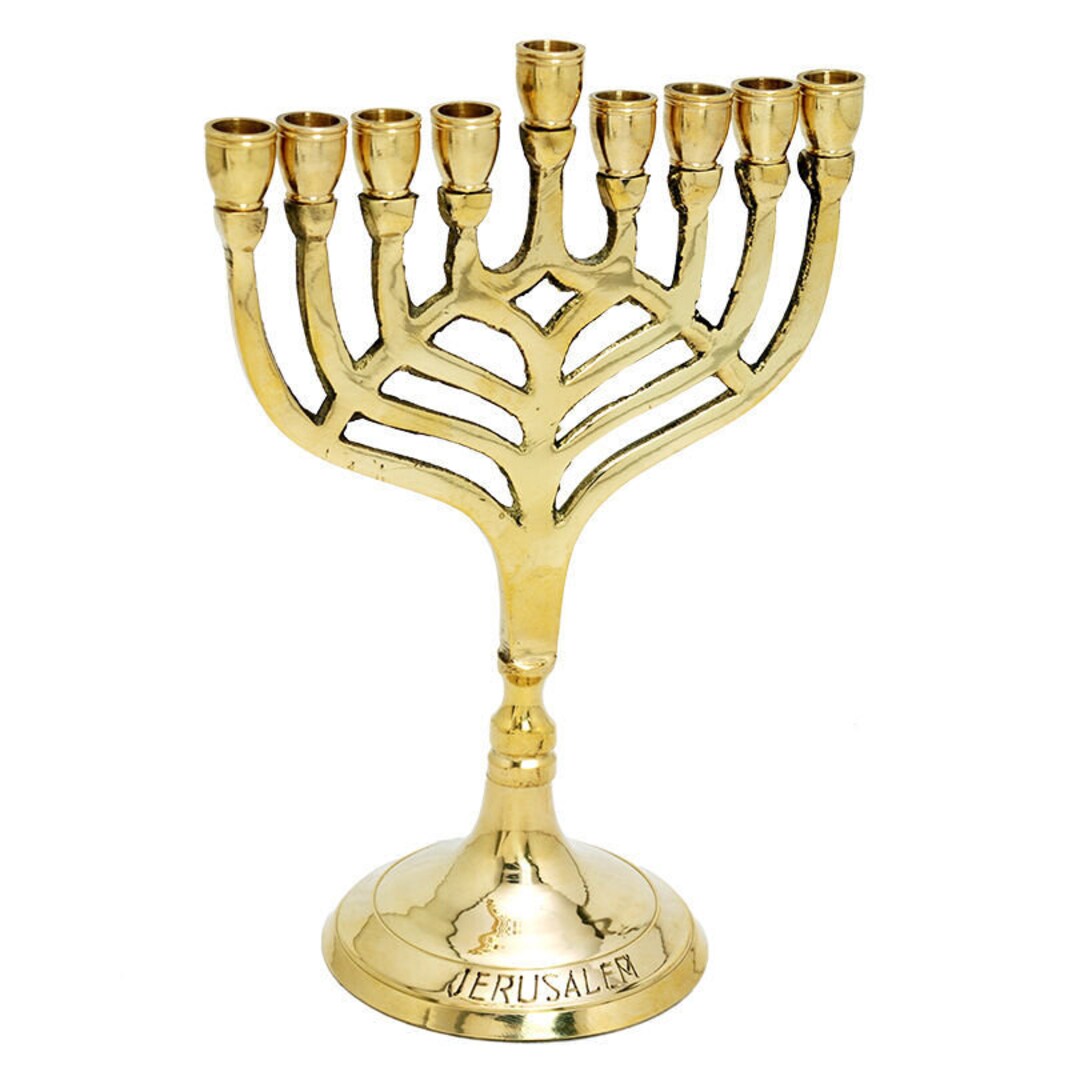 Custom Engraved Brass Copper 7 Inch Height Vintage NINE BRANCH CHANUKIA ...