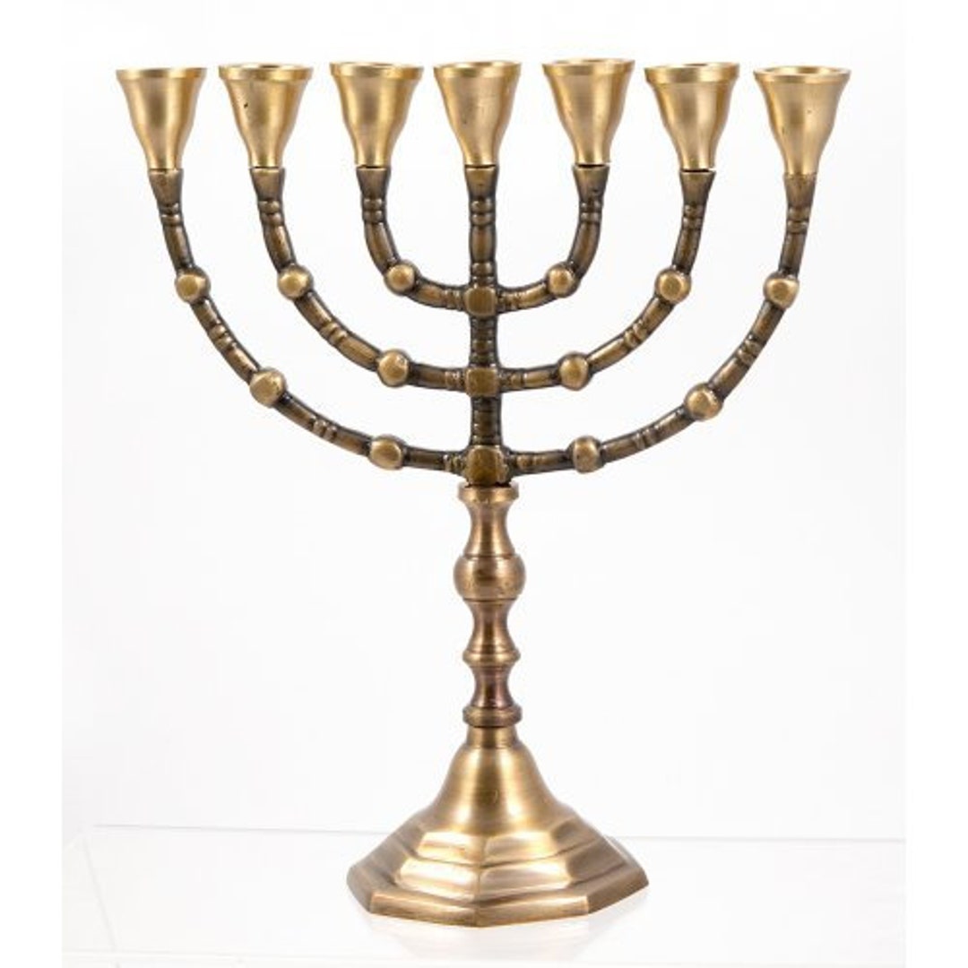 Custom Engraved Antique Copper SEVEN BRANCH MENORAH 10 Inch or 12 Inch ...