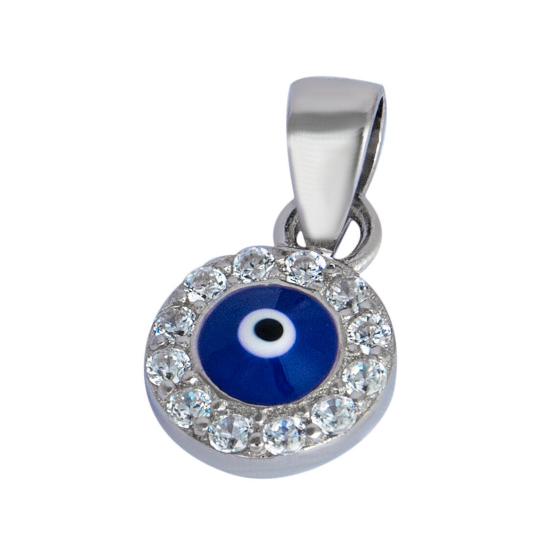 Silver 925 Oval EVIL EYE AMULET Kabbalah Mini Pendant With - Etsy