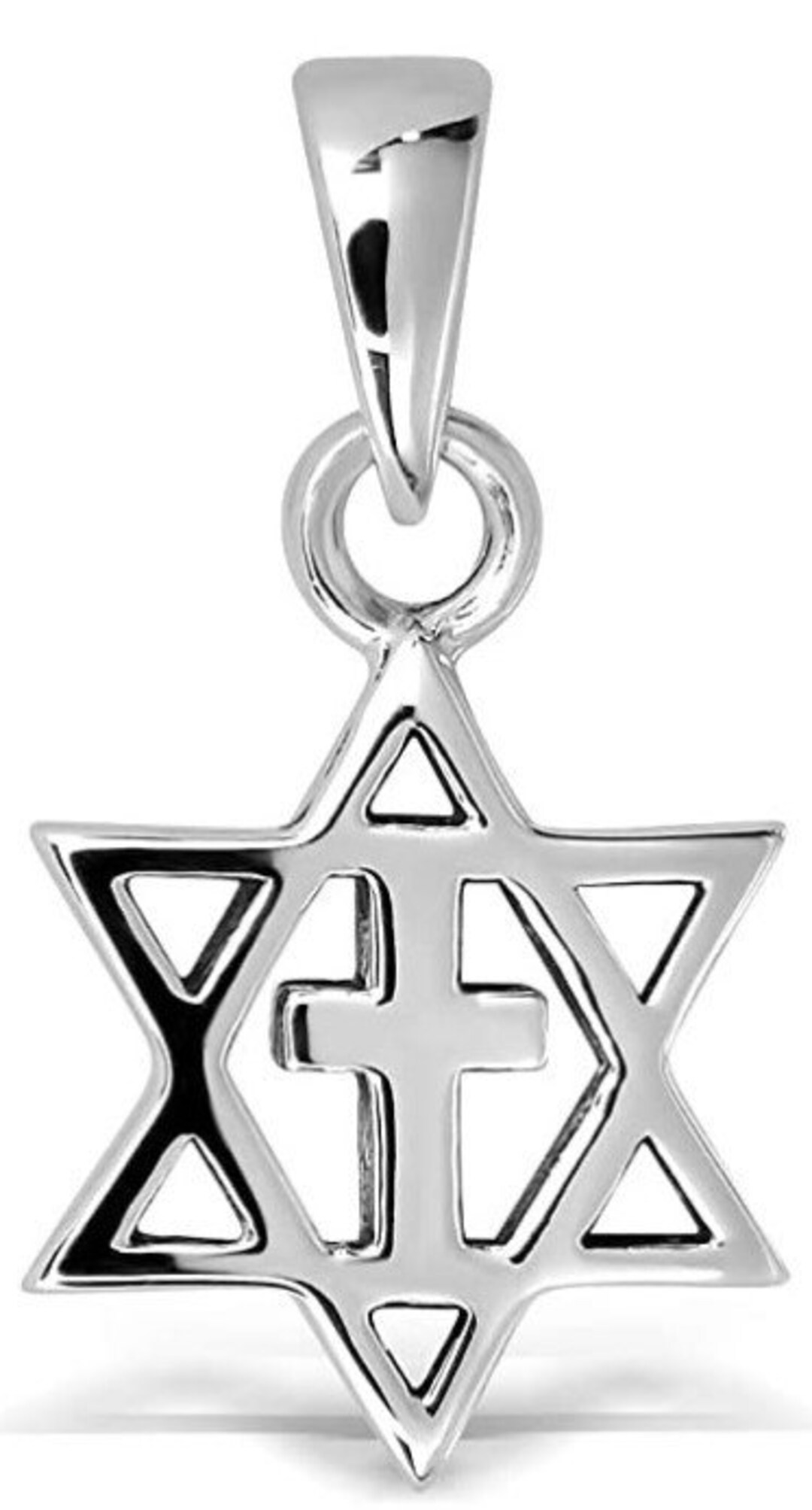 Sterling Silver 925 MESSIANIC Star of David & Cross Holy Land Blessed ...