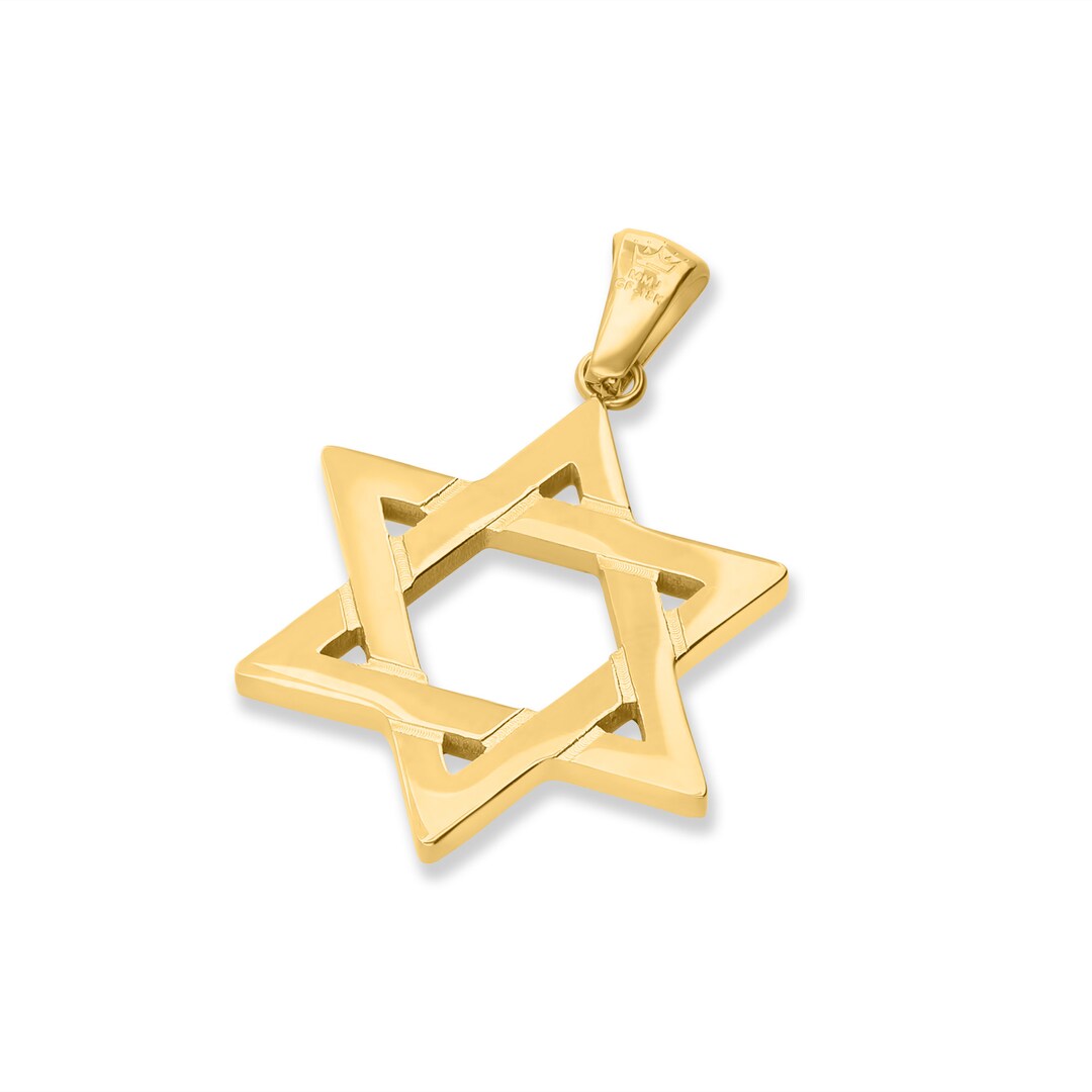 Custom Engraved 18K Gold Filled Jewish STAR OF DAVID Thick & Large ...