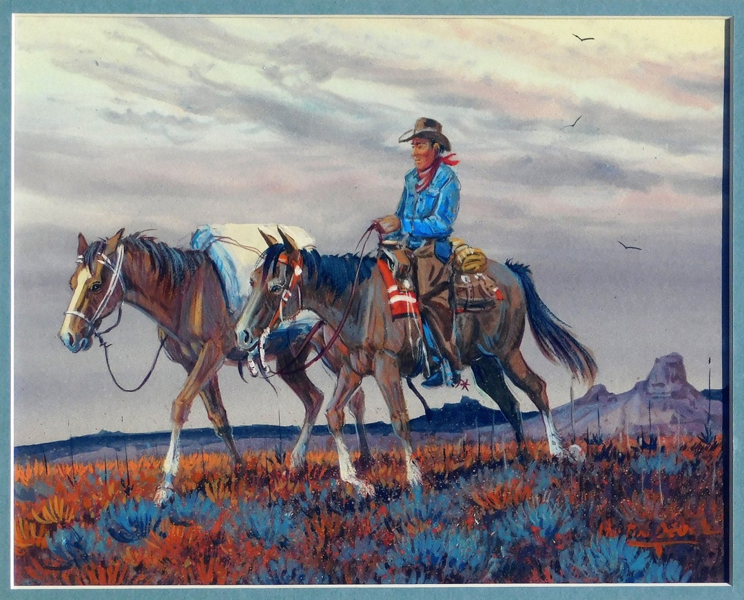 Austin Deuel, Famous Western Artist, Gouache Cowboy on Horse - Etsy