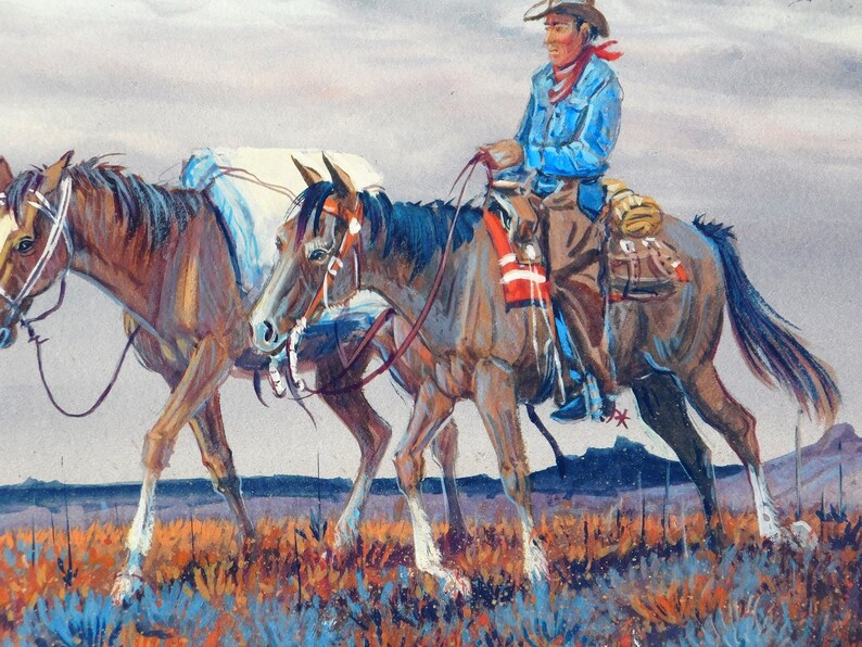 Austin Deuel, Famous Western Artist, Gouache Cowboy on Horse - Etsy